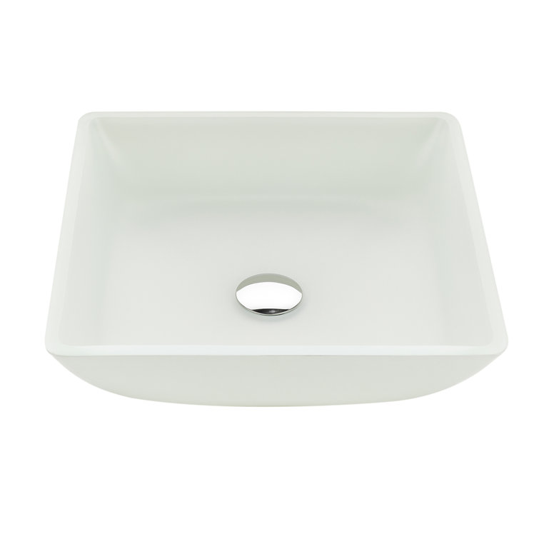 ANZZI 15.8'' White Glass Square Bathroom Sink & Reviews | Wayfair